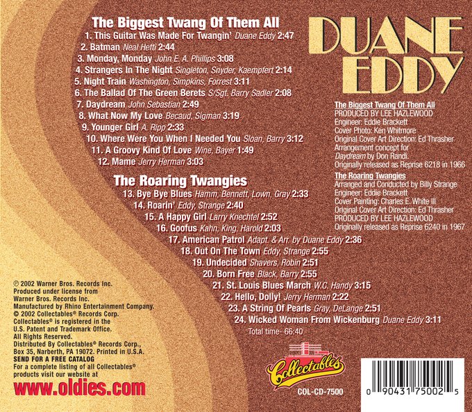Duane Eddy : Biggest Twang of All / The Roaring Twangies CD (2002) - Collectables Records ...